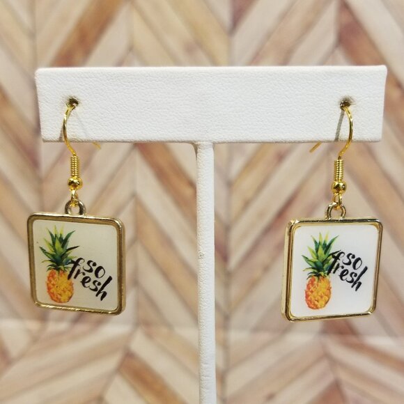 AZ Handmade Designs | Jewelry | So Fresh Pineapple Square Dangling ...